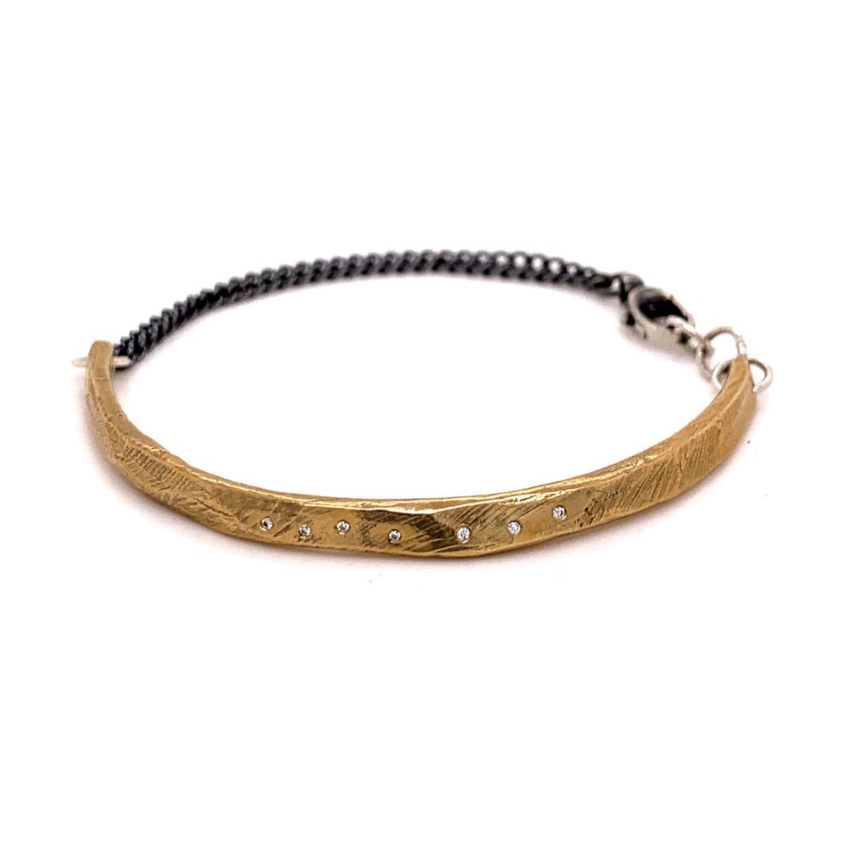 Mixed Metal Bracelets, Black Wrap Bracelet, Simple Metal Bracelet ...