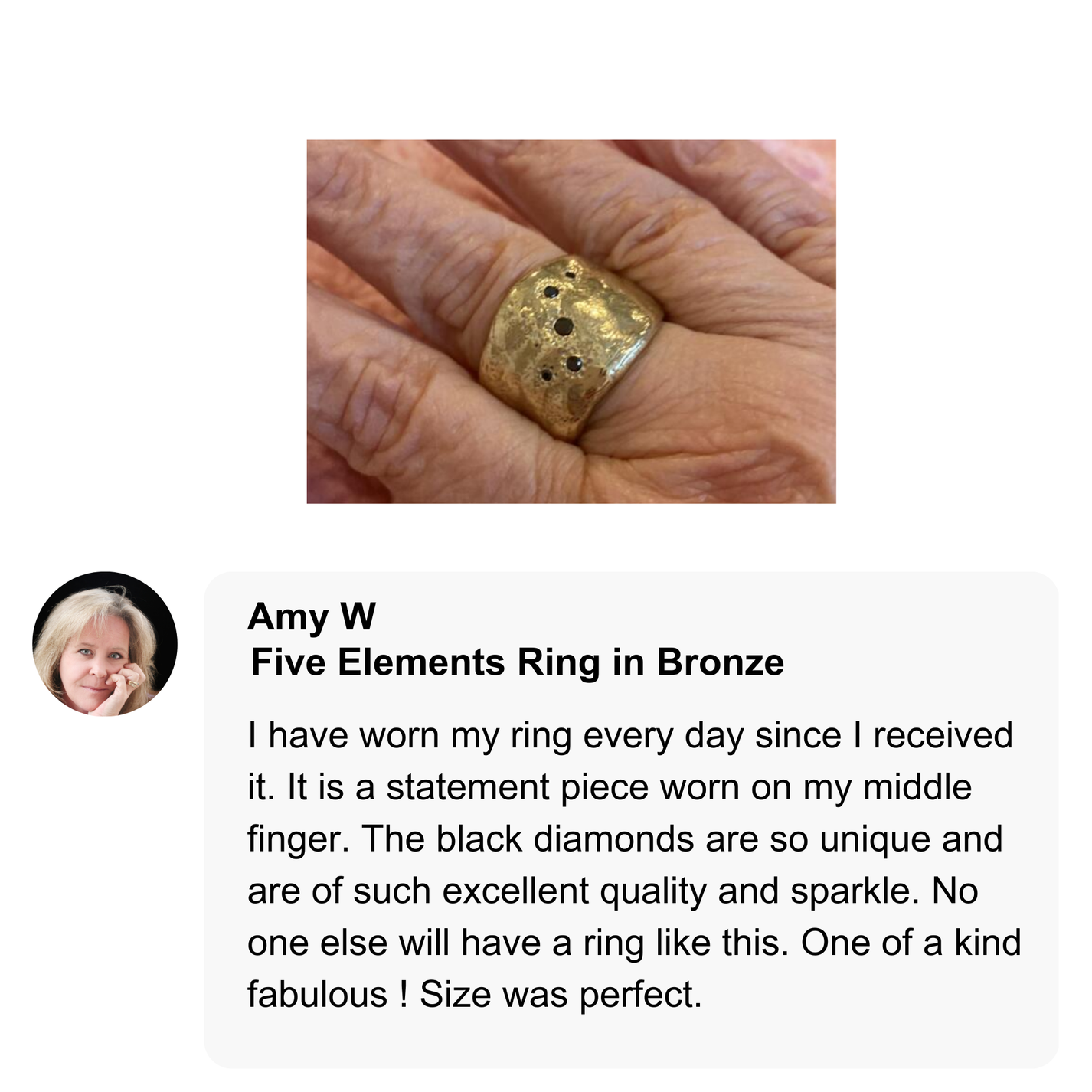Five Elements Bronze Ring with Black Diamonds – Chikahisa Studio