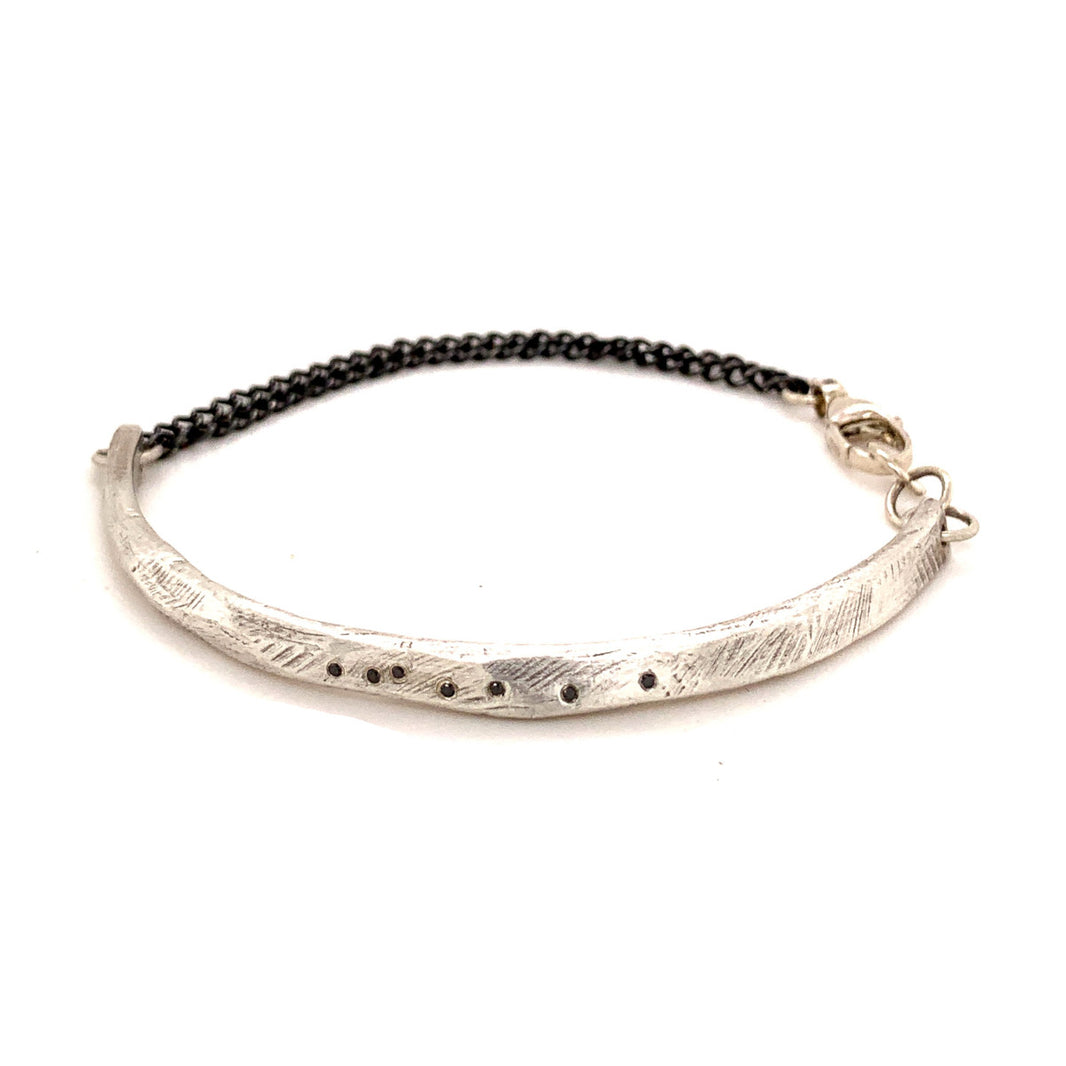 Mixed Metal Bracelets, Black Wrap Bracelet, Simple Metal Bracelet ...